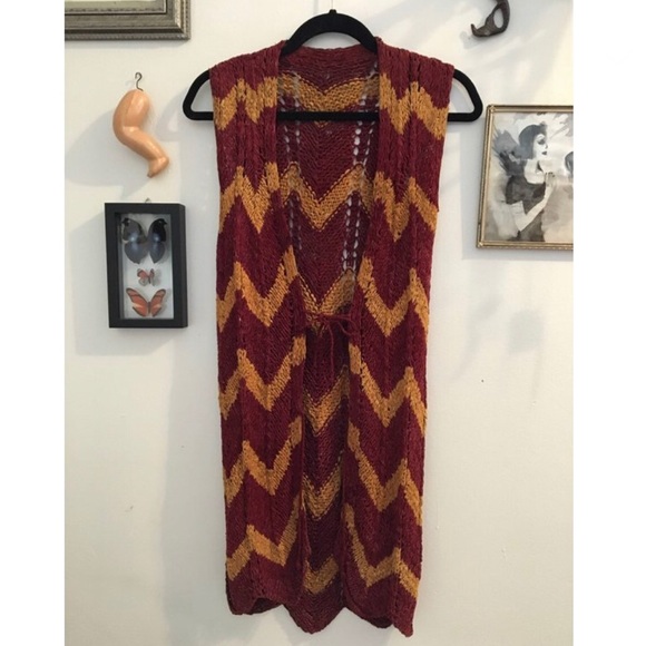 Vintage | Jackets & Coats | Vintage Braided Leather Chevron Print Vest ...